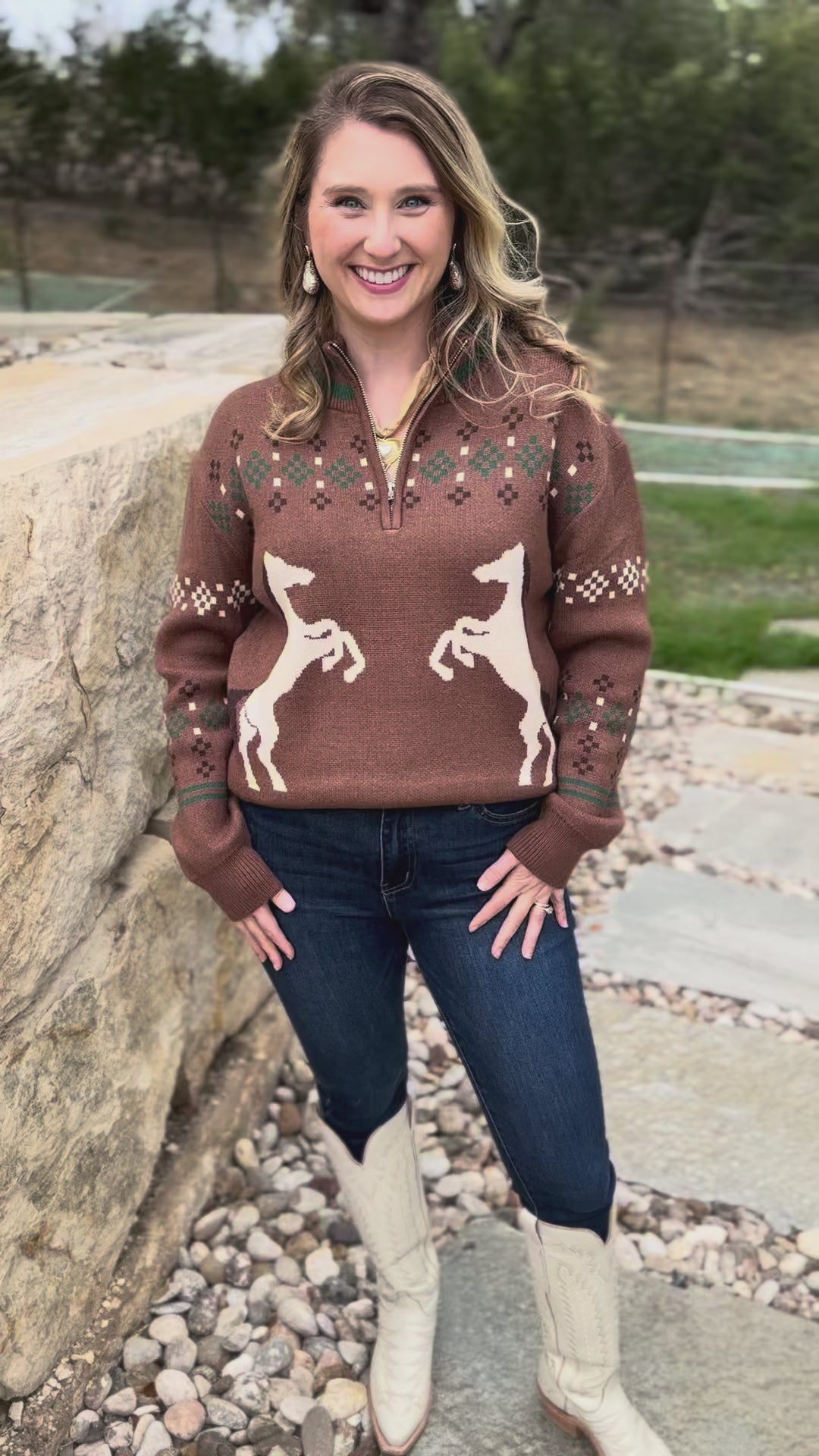 THML - Preppy Western Pullover Sweater – July & June Women's Boutique